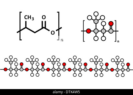 Polyhydroxybutyrate (PHB) biodegradable plastic, chemical structure ...