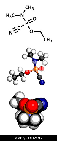 Tabun nerve agent, molecular model. Tabun is a chemical weapon ...