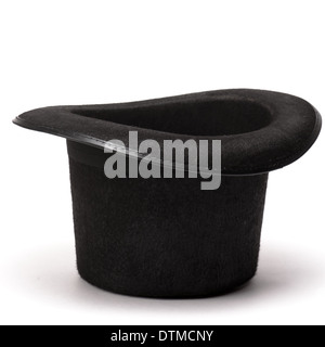 Black inverted top hat isolated on white background Stock Photo - Alamy