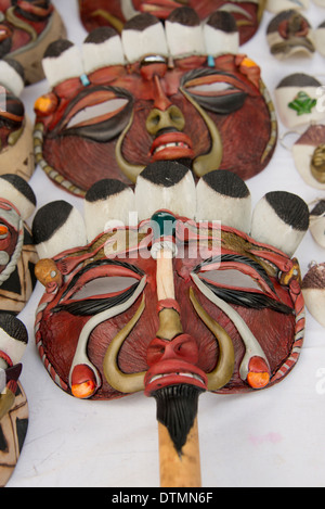 Amazon masks made of fish scales and bones by indians in Manaus Brazil ...