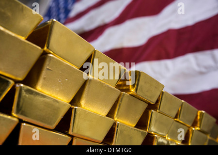 Bars of gold bullion owned by the U.S. Government at the West Point ...
