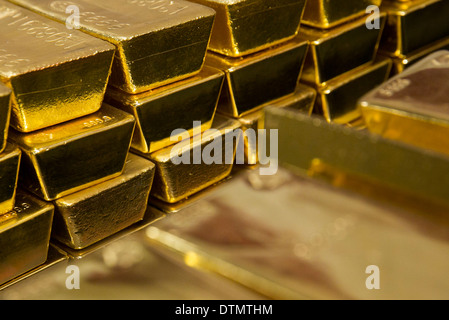Bars of gold bullion owned by the U.S. Government at the West Point ...