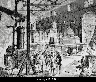 Industrial Revolution. London. Interior of an English factory. Late ...