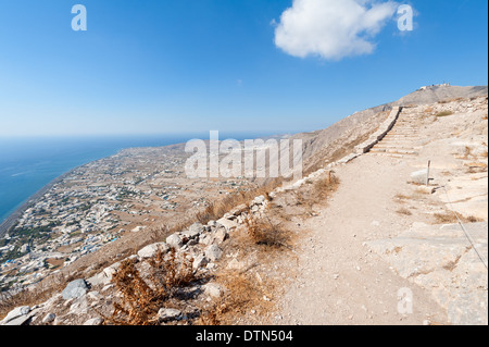 View from Ancient Thera on Mount Mésa Vounó, Santorini Island, Greece ...