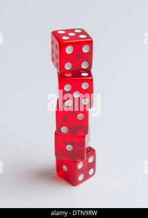 Stacked red dice Stock Photo - Alamy