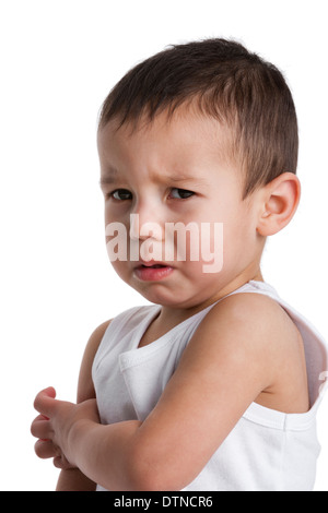 Kid boy temper with angry expression. Angry hateful little anger boy ...