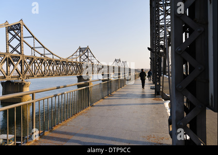 The Sino-Korea friendship bridge spans the Yalu river from Dandong in ...