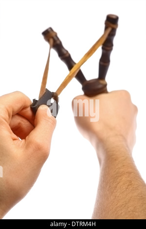 Color shot of a vintage slingshot, on white Stock Photo - Alamy