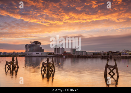Sunset at Cardiff Bay, Cardiff, Wales, UK Stock Photo - Alamy