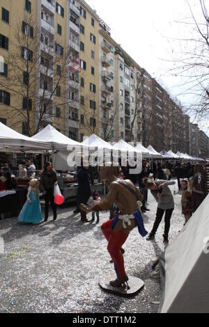 Rome, Italy. 23rd February 2014. Carnival day on Via Oderisi da Gubbio ...