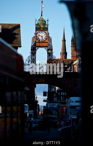 Busy traffic Chester shopping street Stock Photo - Alamy