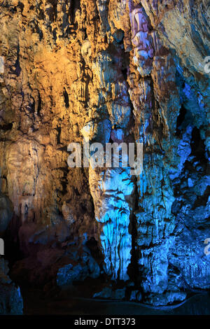 Silver Cave, an underground cave in Guilin, China. Horizontal ...