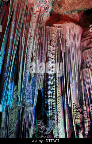 Silver Cave, an underground cave in Guilin, China. Horizontal ...