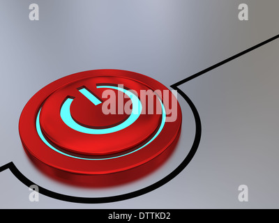 Red on-off button illustration with glowing blue light Stock Photo - Alamy