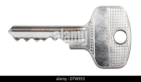 one steel door key for cylinder lock isolated on white background Stock ...
