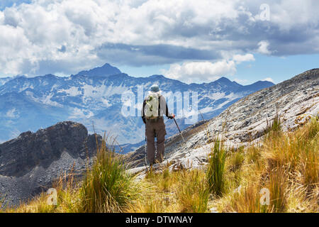 Hike in Bolivian mountains Stock Photo - Alamy