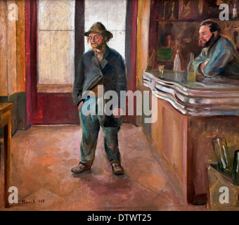 Edvard Munch, In the Tavern, painting in oil on canvas, 1890 Stock ...