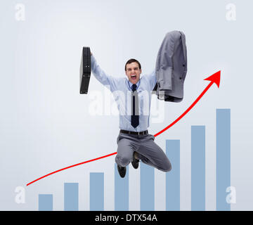 screaming young businessman in suit falling isolated on white Stock ...