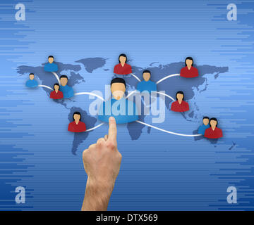 Mans hand choosing from people on touch screen Stock Photo - Alamy