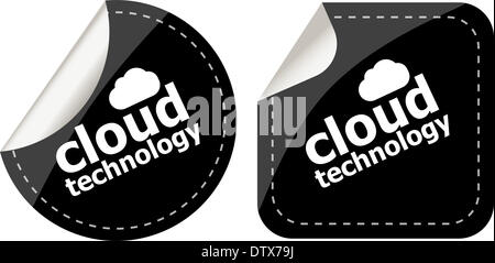 Cloud technology icon, label stickers set Stock Photo - Alamy