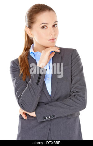 Woman looks sceptical Stock Photo - Alamy