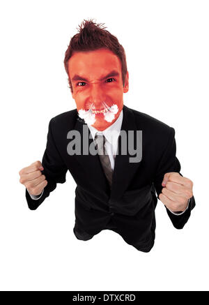 Angry business man with red exploding face Stock Photo - Alamy