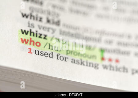 Highlighted definition of who Stock Photo - Alamy