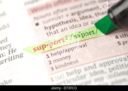 Support definition highlighted in green Stock Photo - Alamy