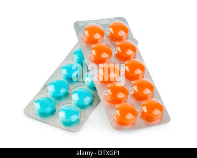 Two orange tablets of antibiotic medication. These tablets are Rifinah ...