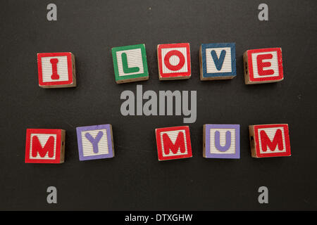 I love my mum message in blocks Stock Photo - Alamy