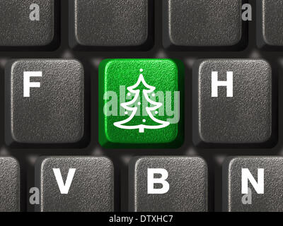 Computer keyboard with Christmas tree key Stock Photo - Alamy