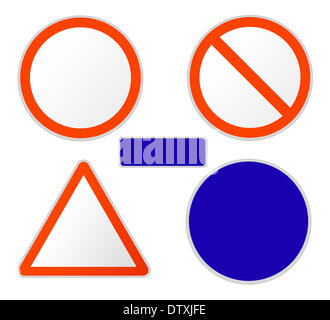 Road red signs collection isolated on white background. Road traffic ...