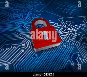 Red digital padlock over circuit board Stock Photo - Alamy