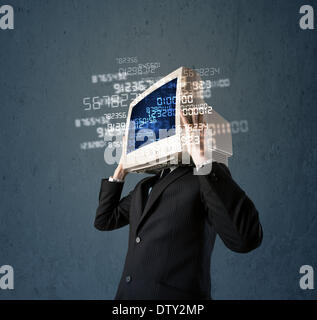 Human cyber monitor pc calculating computer data concept Stock Photo ...