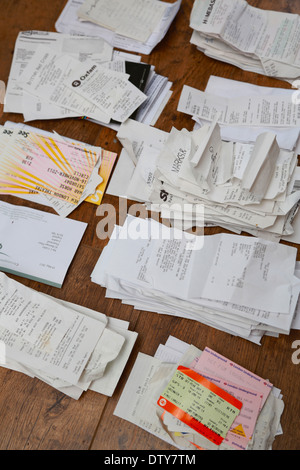 Piles of receipts ready for accounting Stock Photo - Alamy