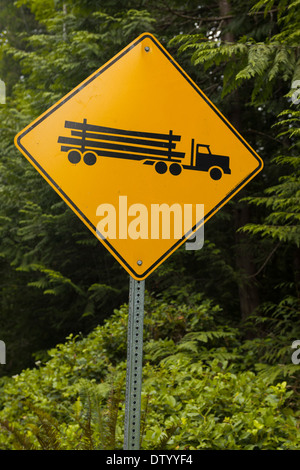 Canadian Logging Truck Warning Sign Stock Photo - Alamy