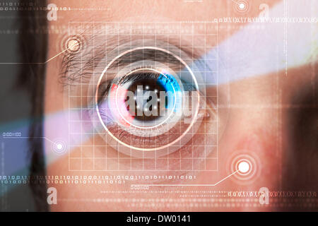 Cyber man with technolgy eye looking Stock Photo - Alamy