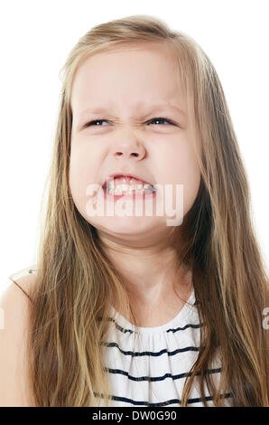 angry disappointed gesture little girl green spikes meadow garden Stock ...