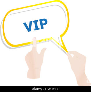 hands push word vip on speech bubbles Stock Photo - Alamy