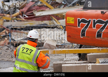 worker carrying out final stages of the demolition of the Imax complex ...