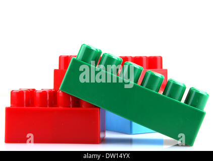 Close-Up Of Plastic Building Blocks Against White Background Stock ...