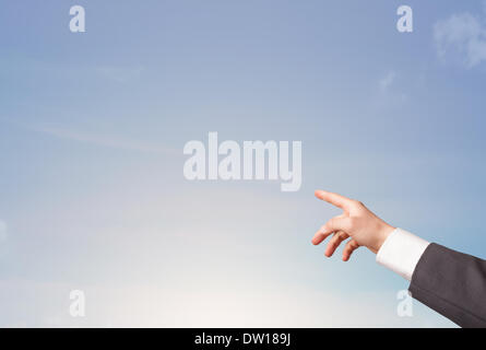 Hand aiming at at the blue sky copyspace Stock Photo - Alamy