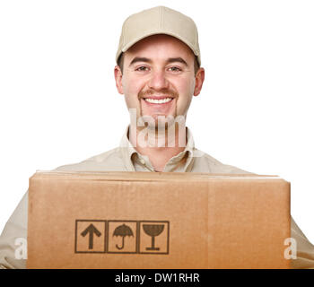 Smiling delivery man Stock Photo - Alamy
