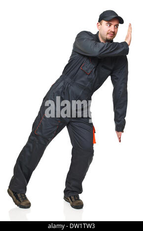 manual worker push position Stock Photo - Alamy