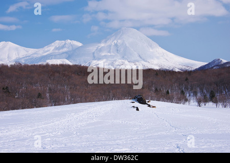 Shiretoko Mountain Range with Mount Rausu on the left. Hokkaido. Japan ...