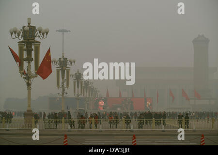 Severe smog blankets Tiananmen Square in Beijing, China February 26 ...