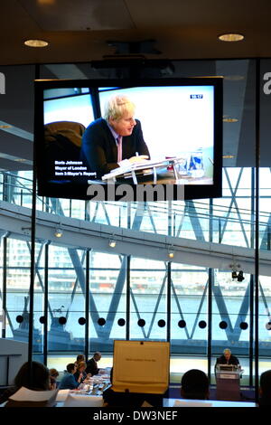 London, UK. 26th Feb, 2014. Protest at City Hall against plans to make ...