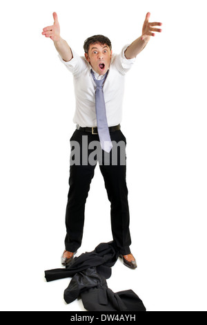Man Throwing Fist in the Air in Celebration at Sunset After Climbing ...