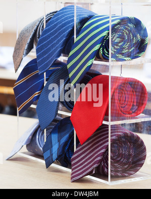 Formal mens necktie collection wooden background, neckwear Stock Photo ...