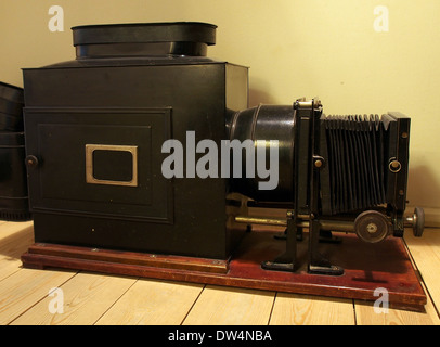 This image features old photographic equipment, including vintage ...